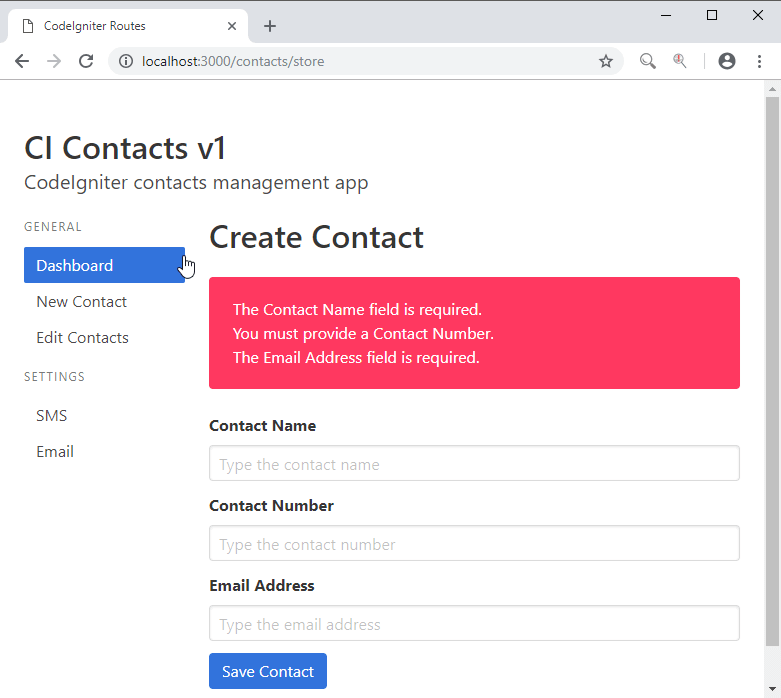 CodeIgniter Form Validation With Form Submit Example