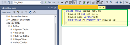 Create Table With Primary Key Sql Syntax Error