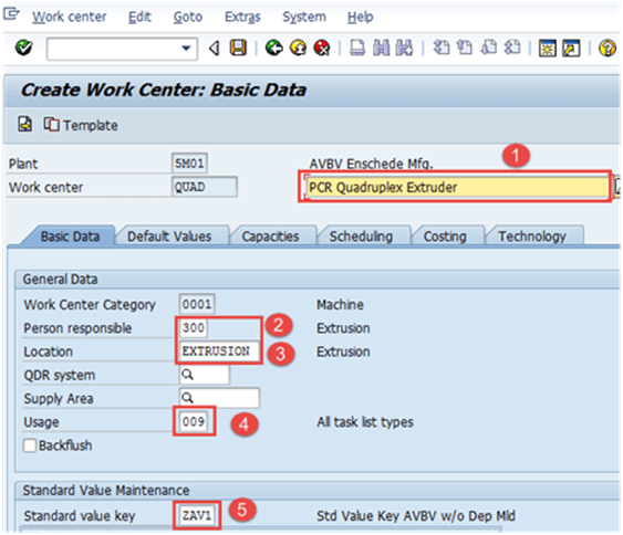 Work Center In SAP PP Create Change Display