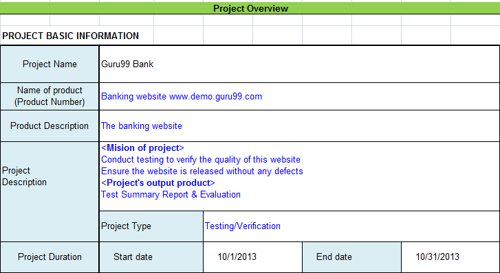 Test Exit Report Template